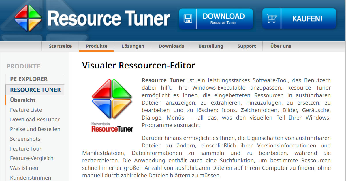 Ressourcen-Editor für Icons, Menüs, Dialogfenster in der EXE- und DLL-Dateien